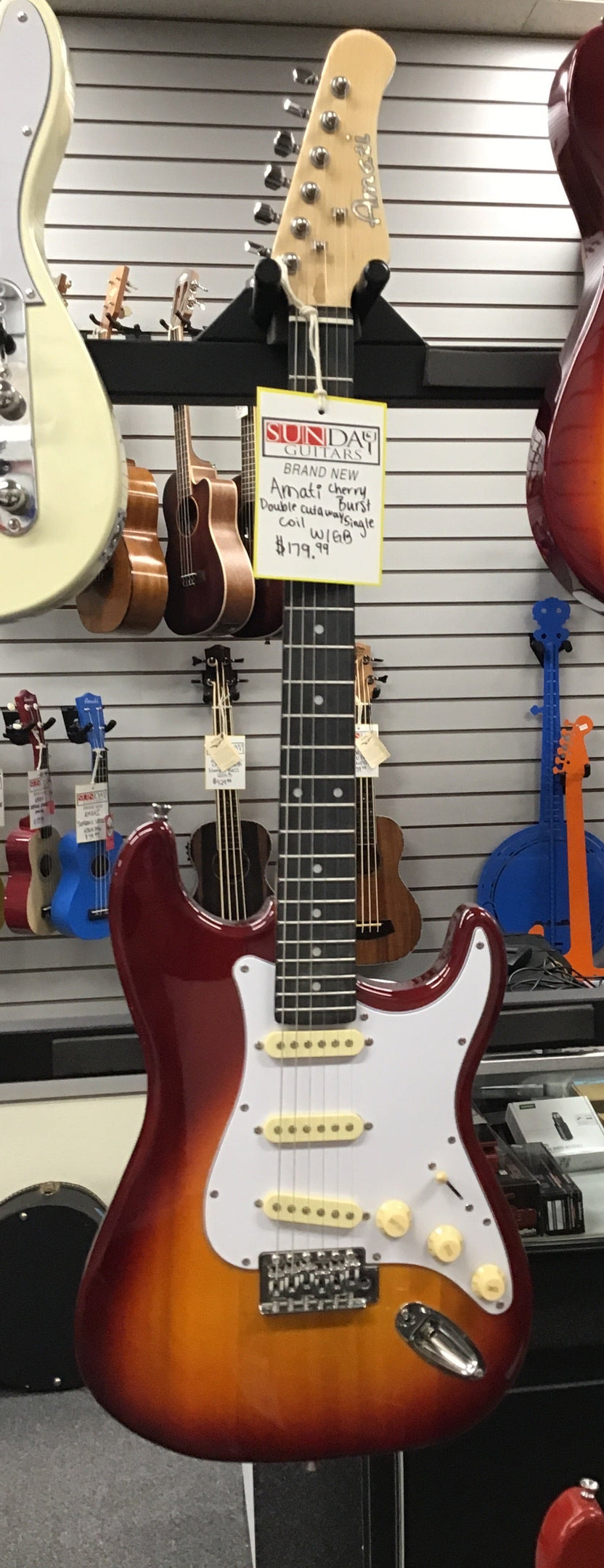 Amati Double Cutaway/Single Coil Cherry Sunburst – Sunday Guitars